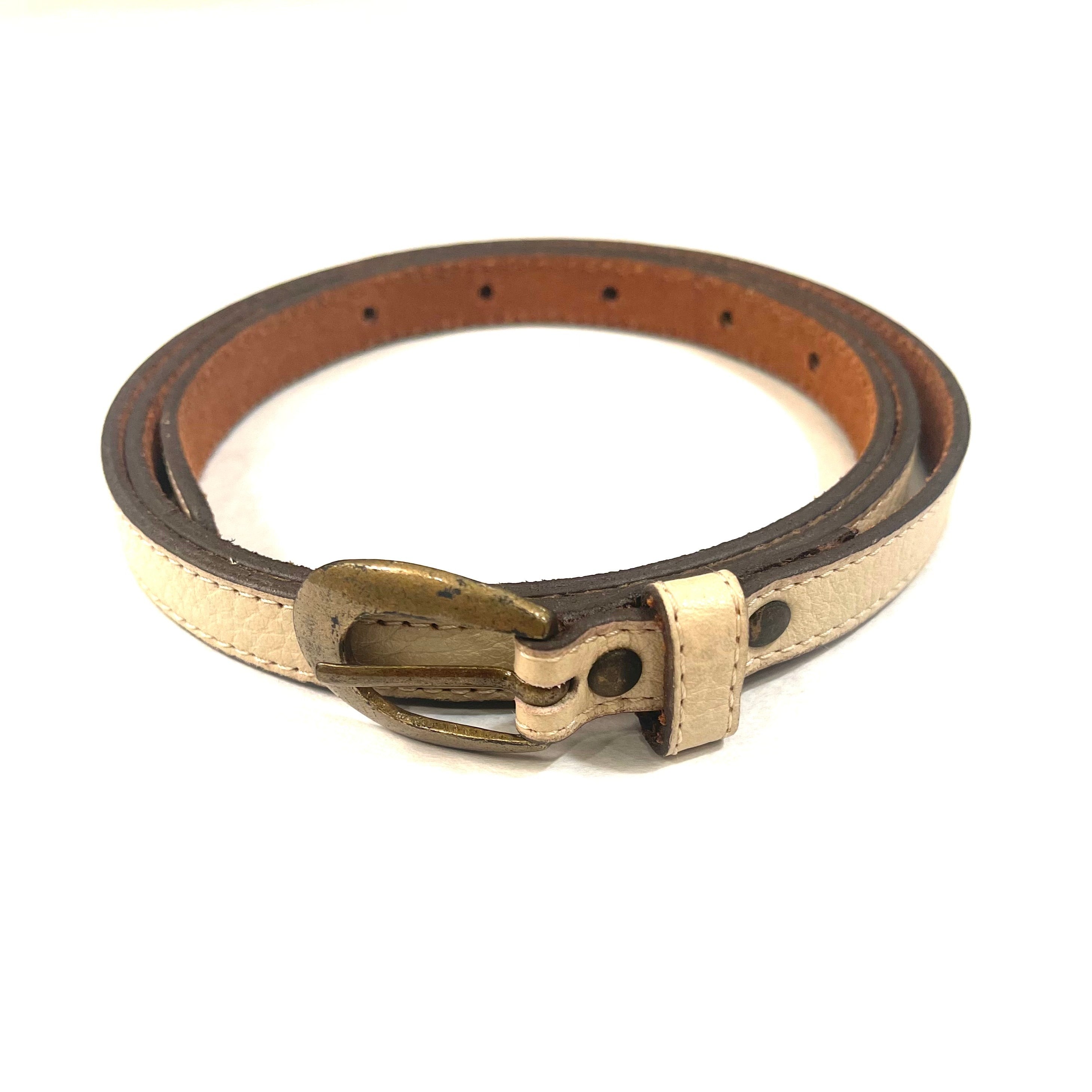 Elizabeth Bisque White Round Buckle Belt – La Pelle - Designer Leather