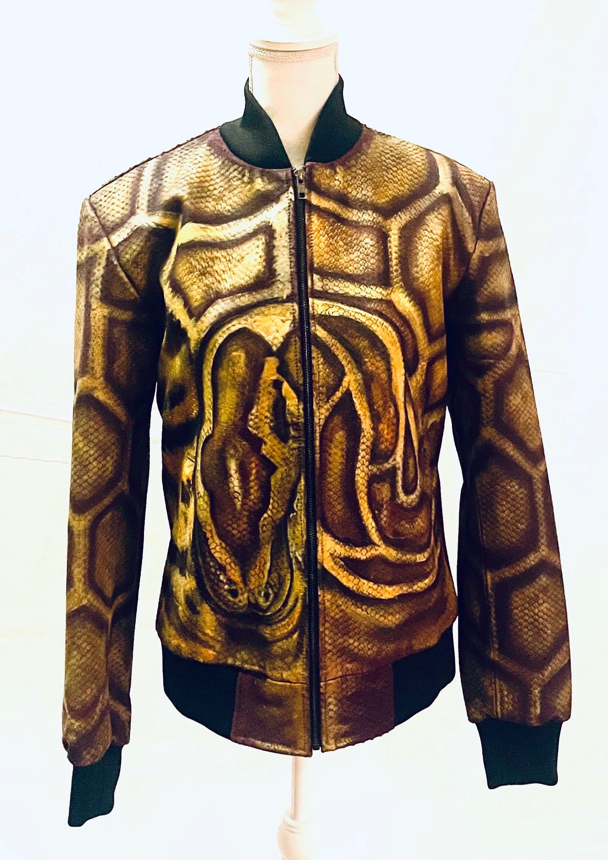 Jaden Hand-Painted Embossed Snake Leather Jacket – La Pelle - Designer ...