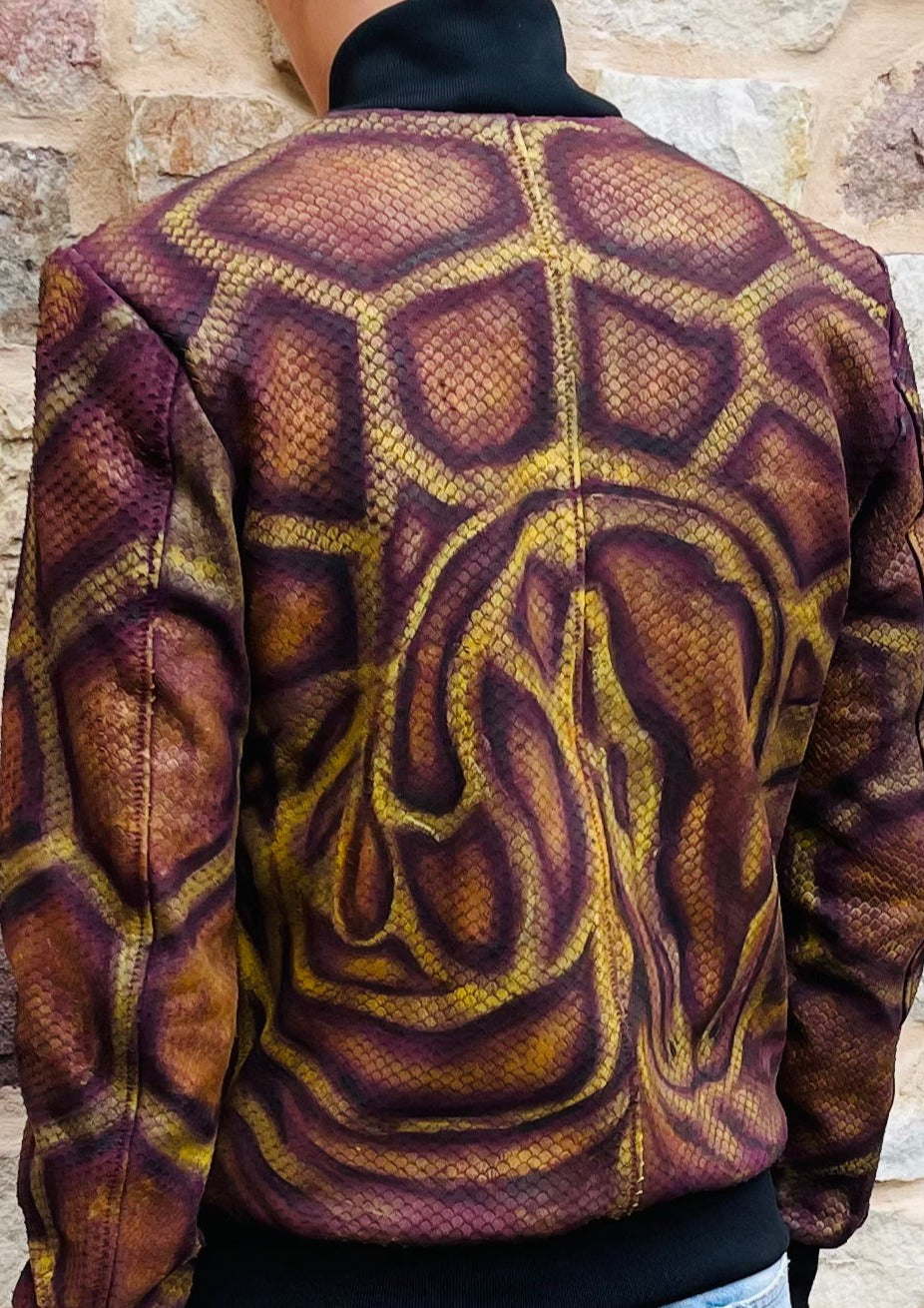 Jaden Hand-Painted Embossed Snake Leather Jacket – La Pelle - Designer ...
